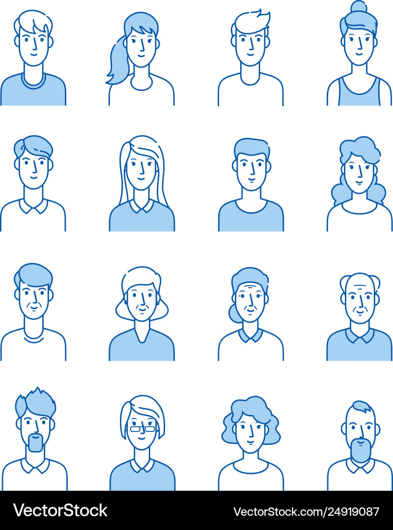 Line Avatars: People Icons Royalty Free Vector Image