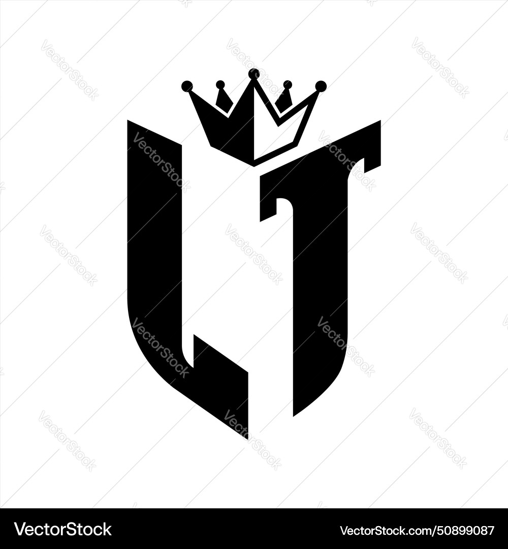 Lt letter monogram with shield shape crown Vector Image