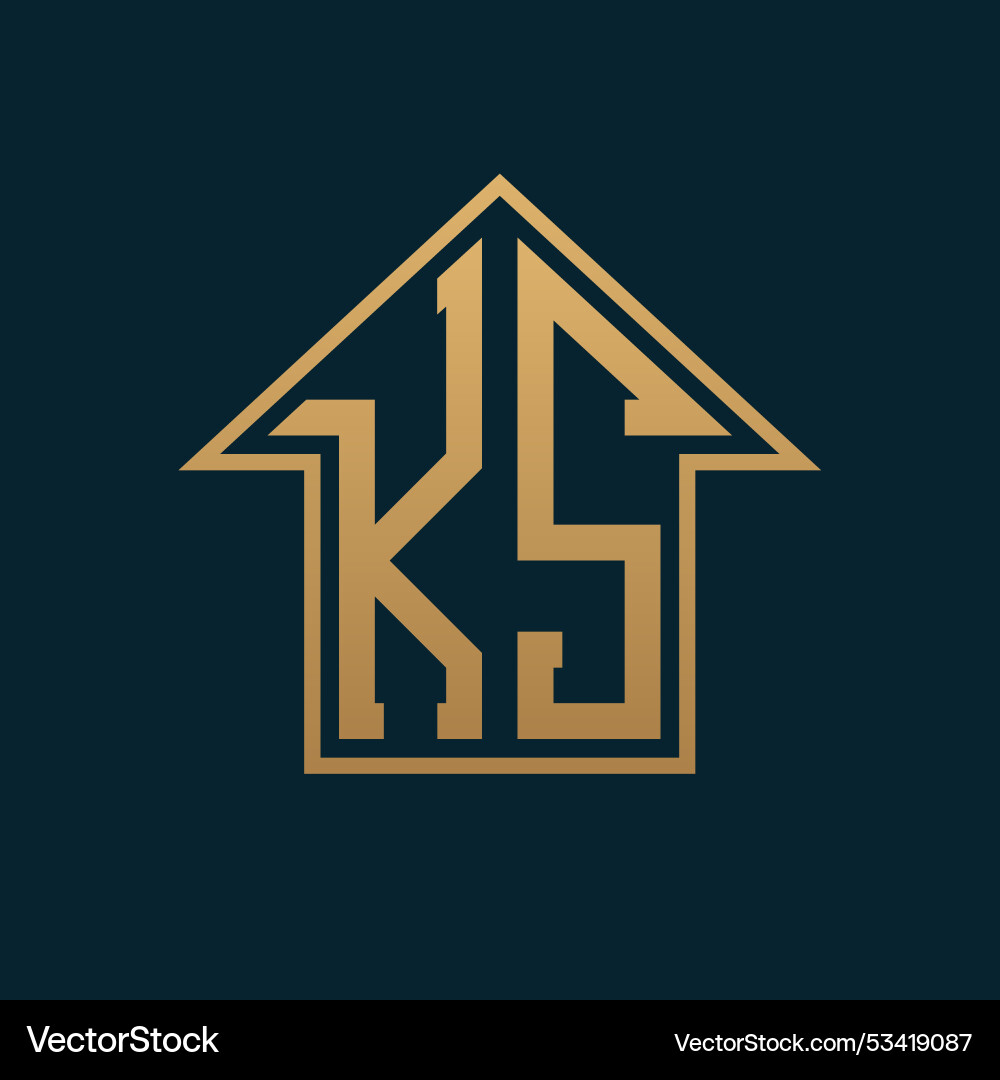 Luxury ks house logo - elegant gold letter Vector Image