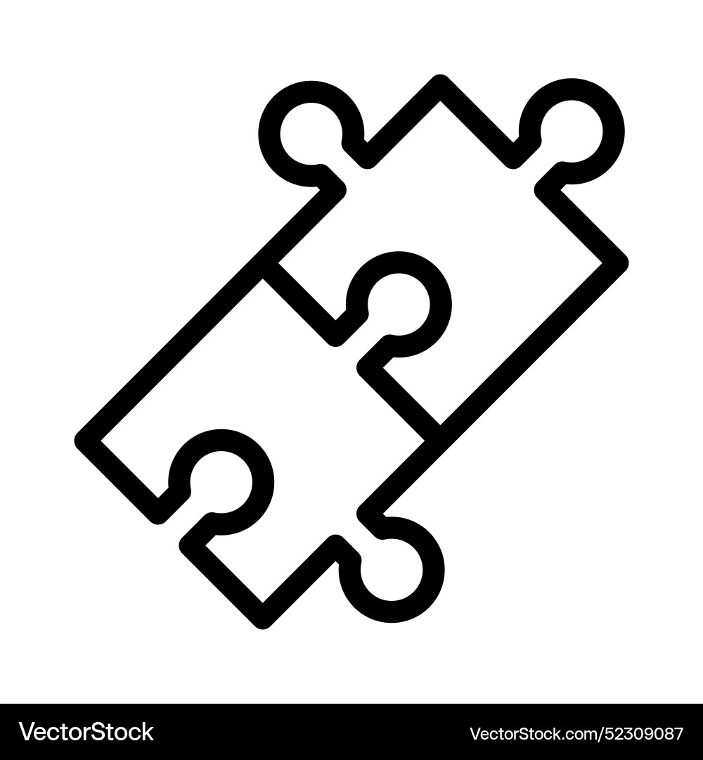 Puzzle icon linear logo mark in black and white Vector Image