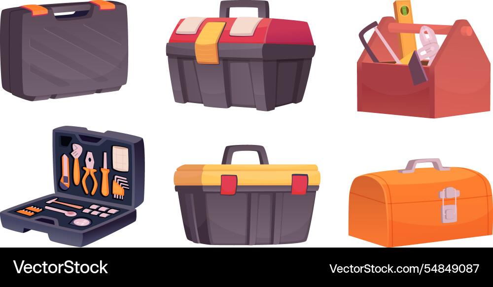 Toolboxes design packages for repair tools Vector Image