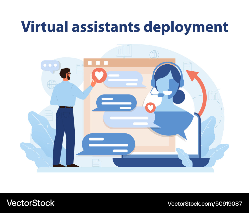 Virtual assistant deployment efficient Royalty Free Vector