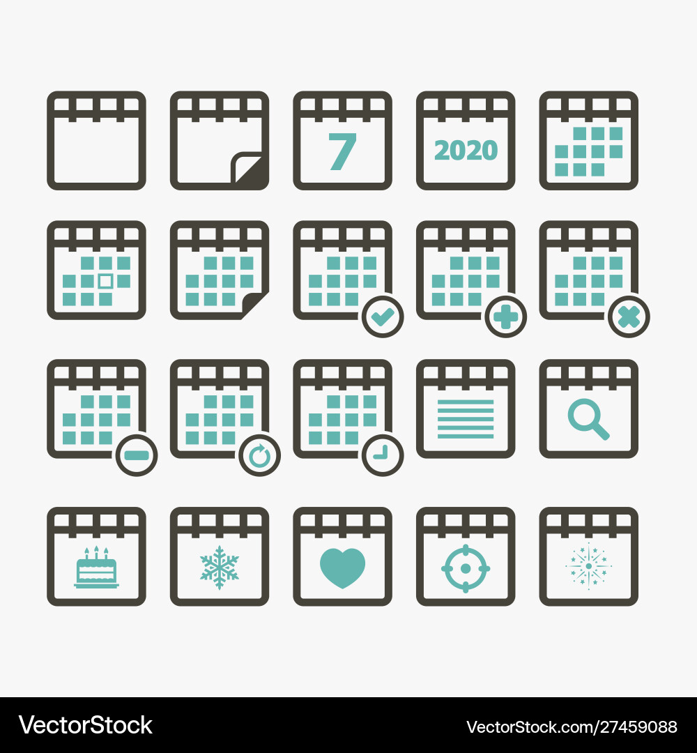 Calendar icon set color Royalty Free Vector Image