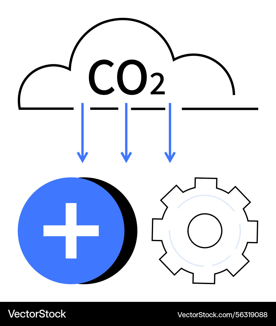 CO2 Reduction: Cloud & Gear Concept Royalty Free Vector