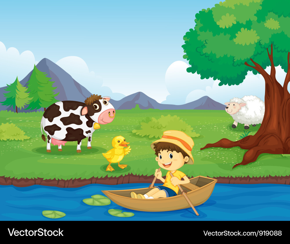 Farm scene Royalty Free Vector Image - VectorStock
