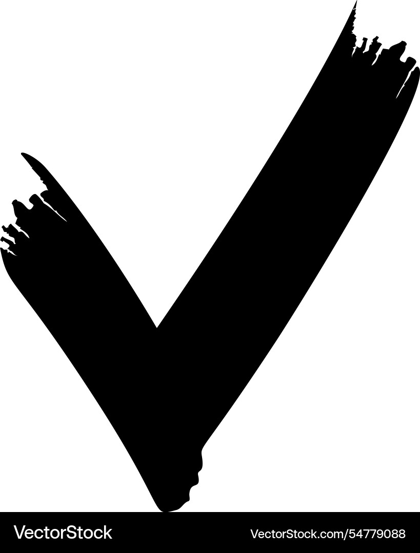Hand-drawn checkmark sign brush stroke Royalty Free Vector