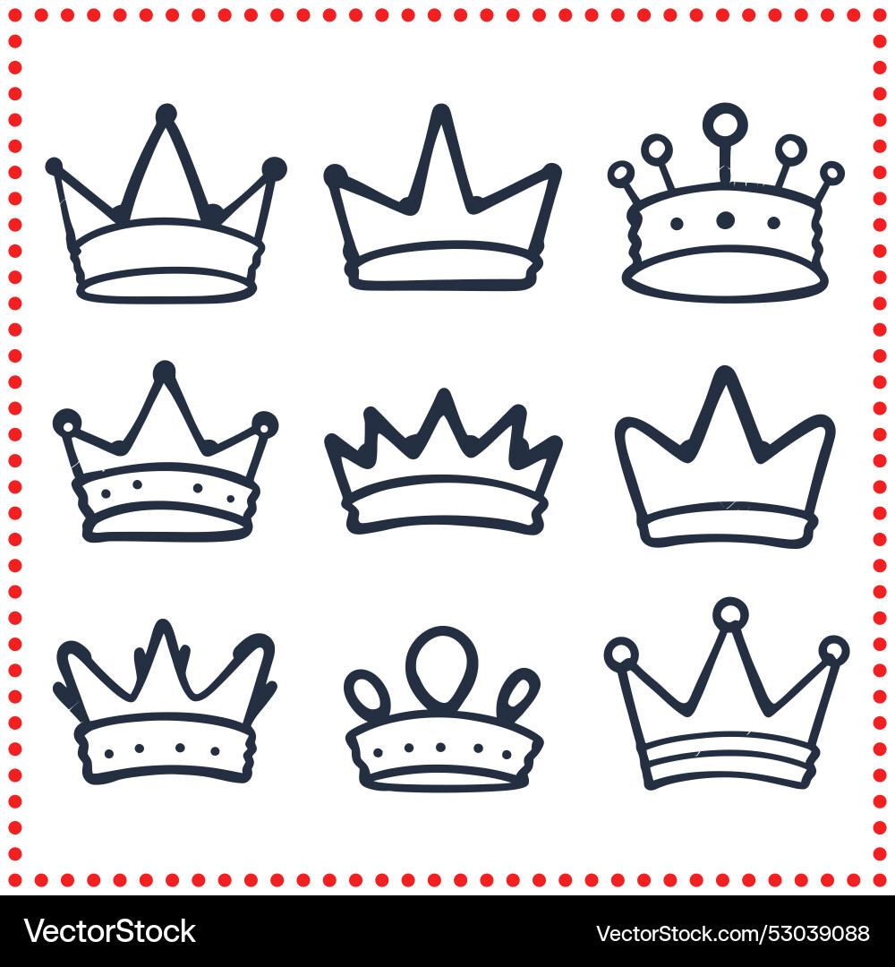 Hand drawn royal crown collection perfect Vector Image