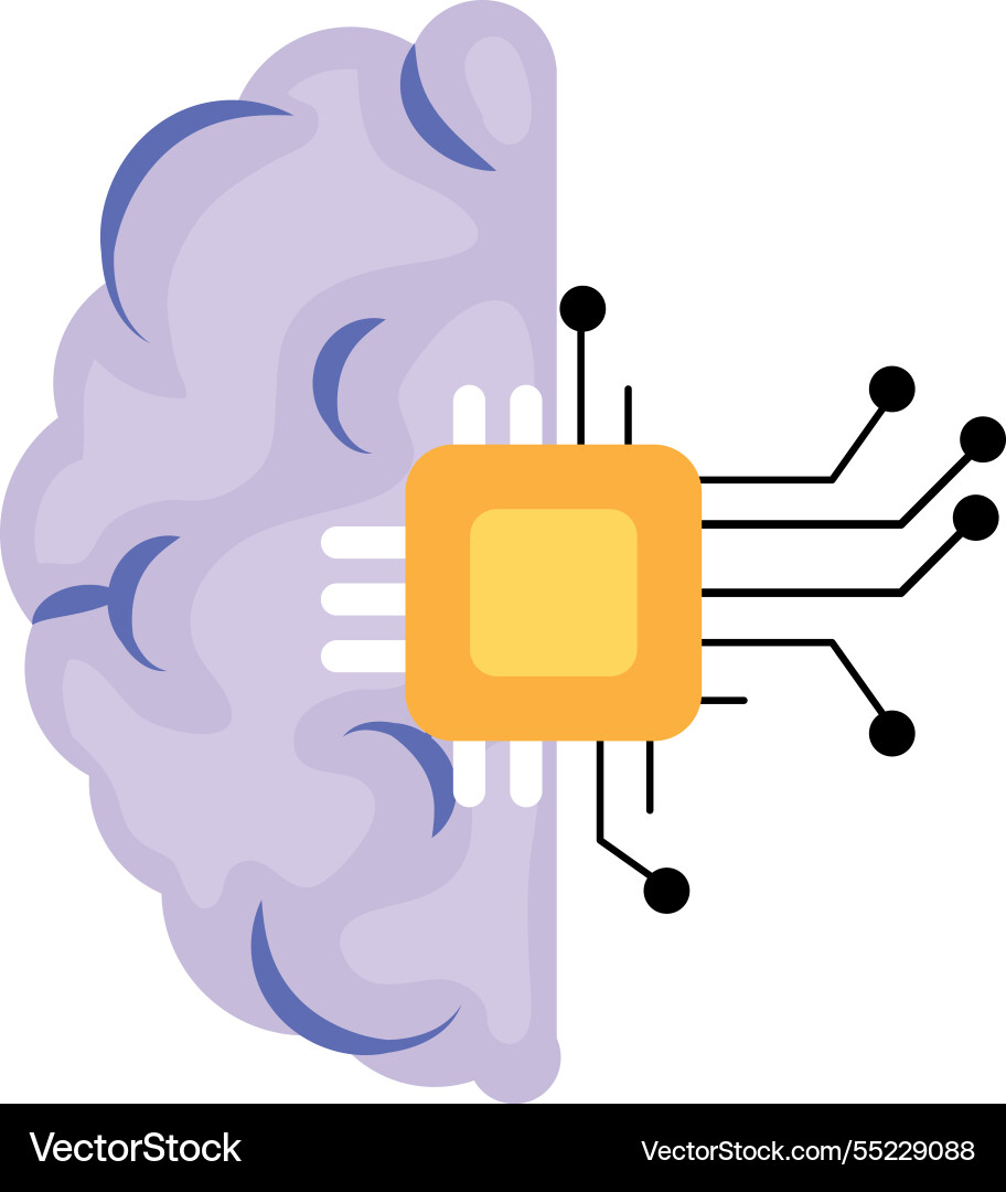 Quantum ai brain processing futuristic technology Vector Image