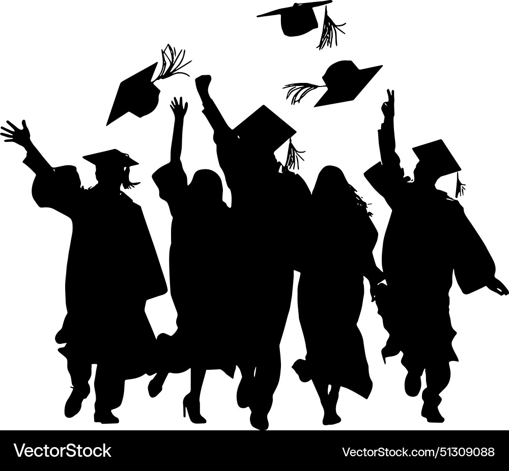 Silhouette of graduation Royalty Free Vector Image