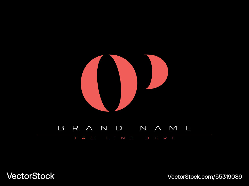 Abstract letter op minimal logo design template Vector Image