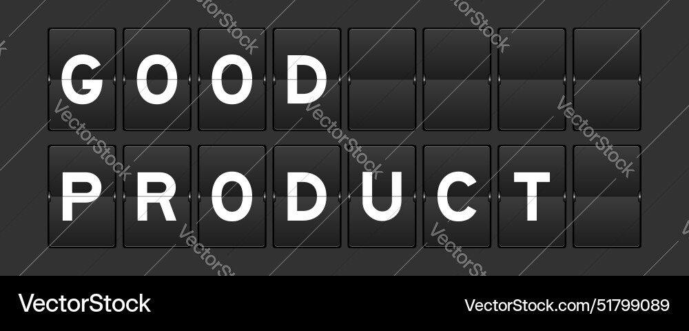 Black color analog flip board with word good Vector Image