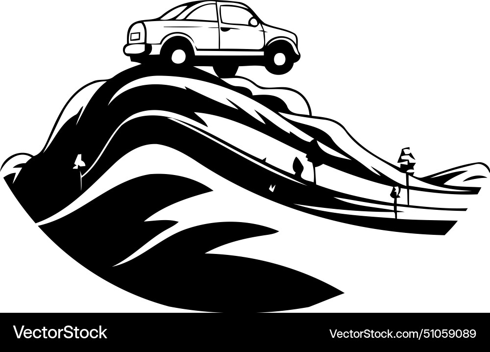 Car on the beach in a flat style round icon Vector Image