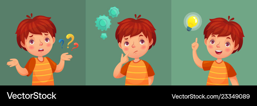 Child question thoughtful young boy ask Royalty Free Vector