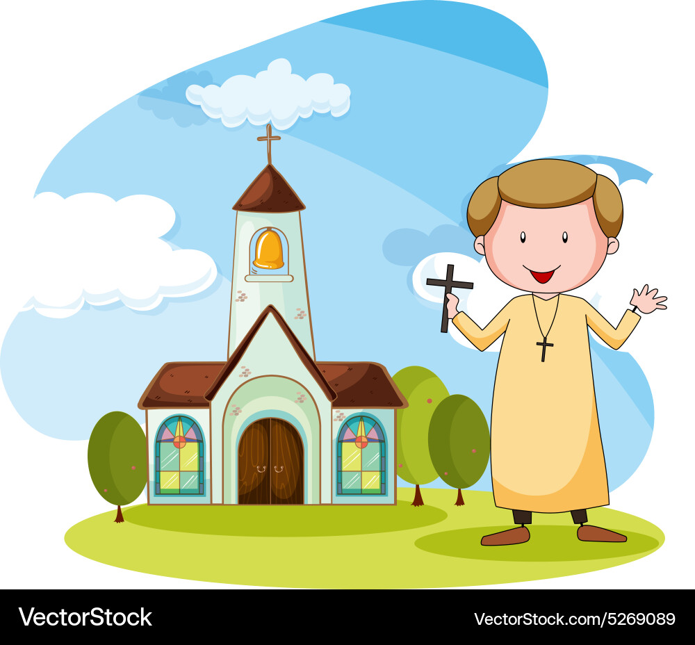 Church and priest Royalty Free Vector Image - VectorStock