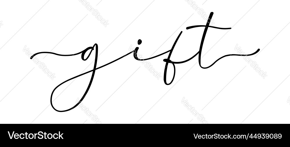 Gift word continuous one line calligraphy art Vector Image