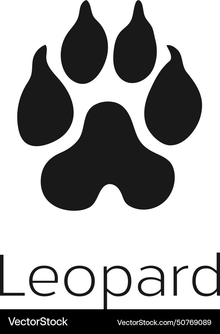 Leopard footprint wild cat paw black mark Vector Image