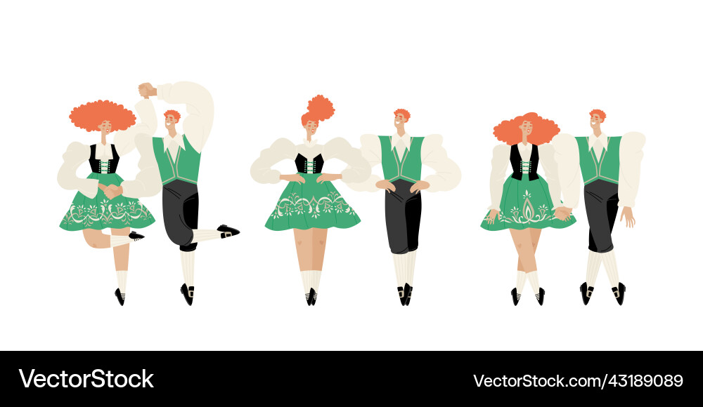 People dancing irish dances Royalty Free Vector Image
