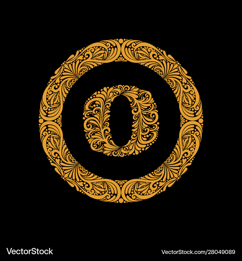 Premium elegant capital letter o in a round frame Vector Image