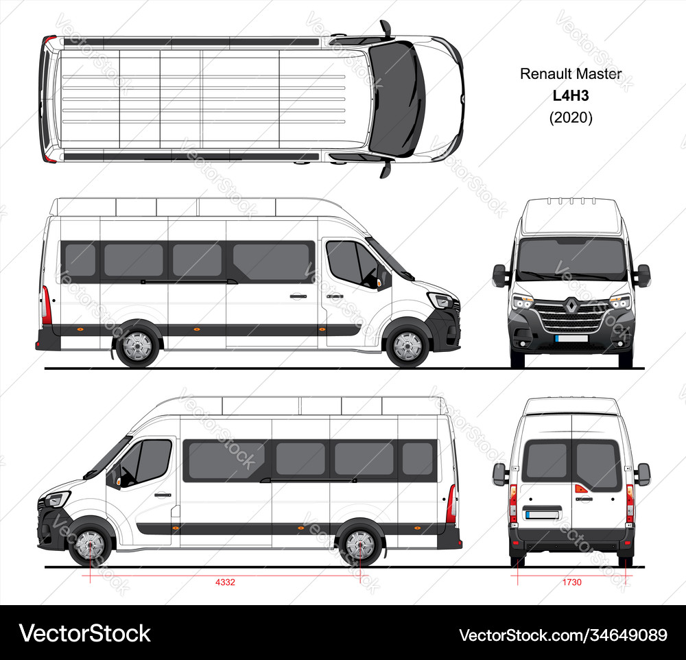 Renault master passenger van l4h3 2020 Royalty Free Vector