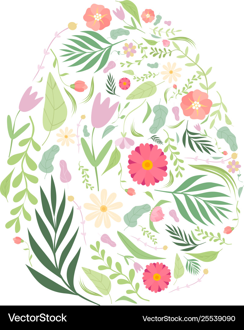 Beautiful egg with floral seamless pattern Vector Image