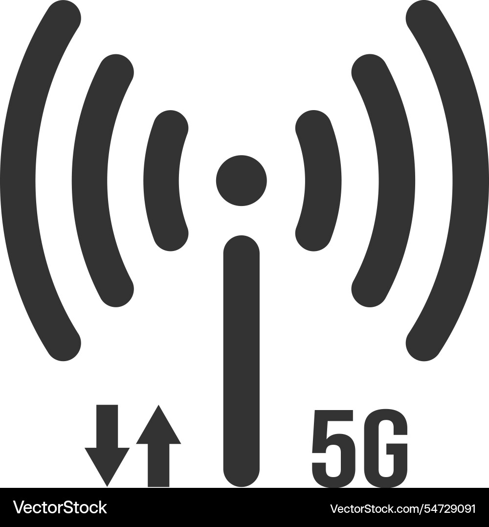 5g network symbol featuring upload and download Vector Image