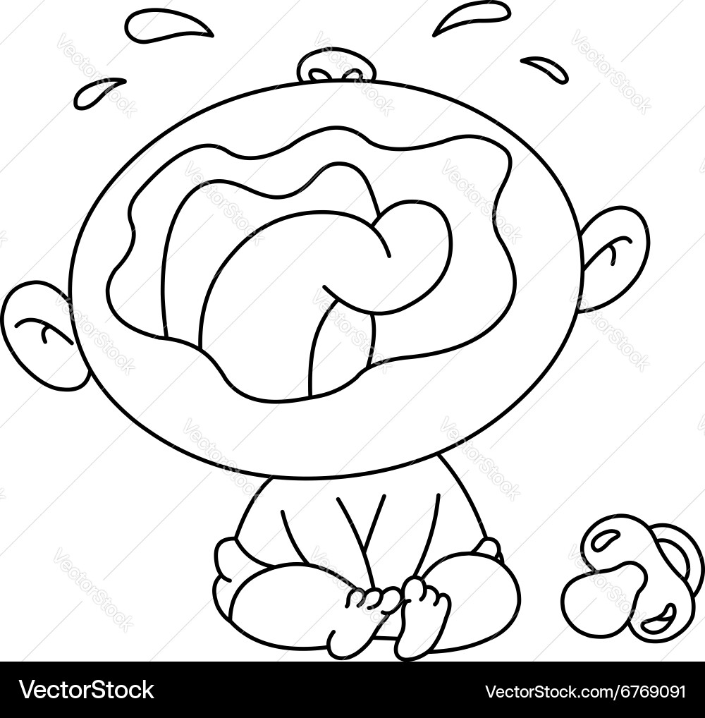 Crying Baby Outline Royalty Free Vector Image - VectorStock