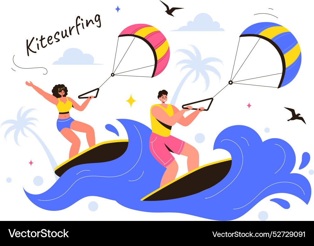 Kitesurfing featuring a kite surfer standing Vector Image