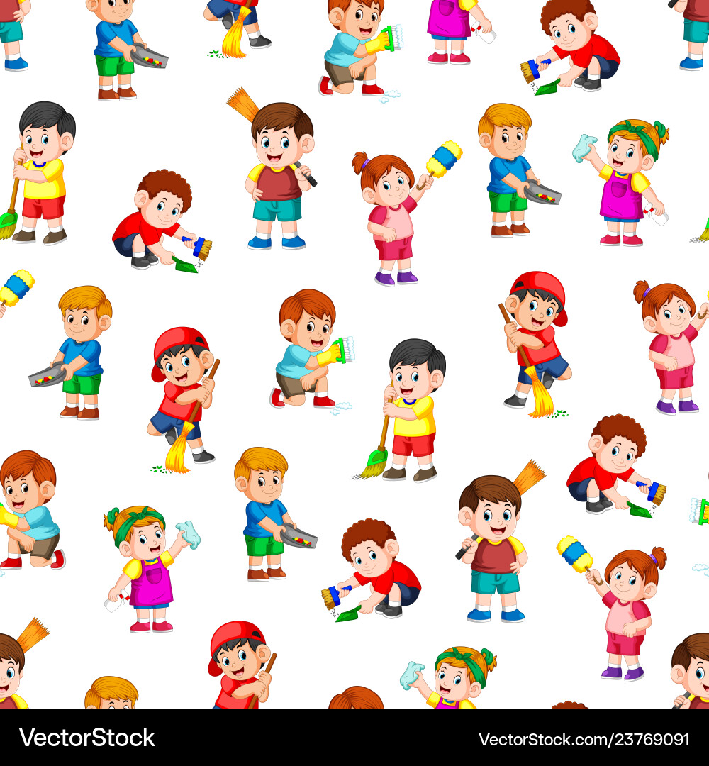 Seamless pattern with children Royalty Free Vector Image
