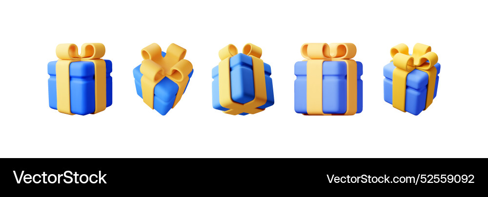 3d gift box set isolated Royalty Free Vector Image