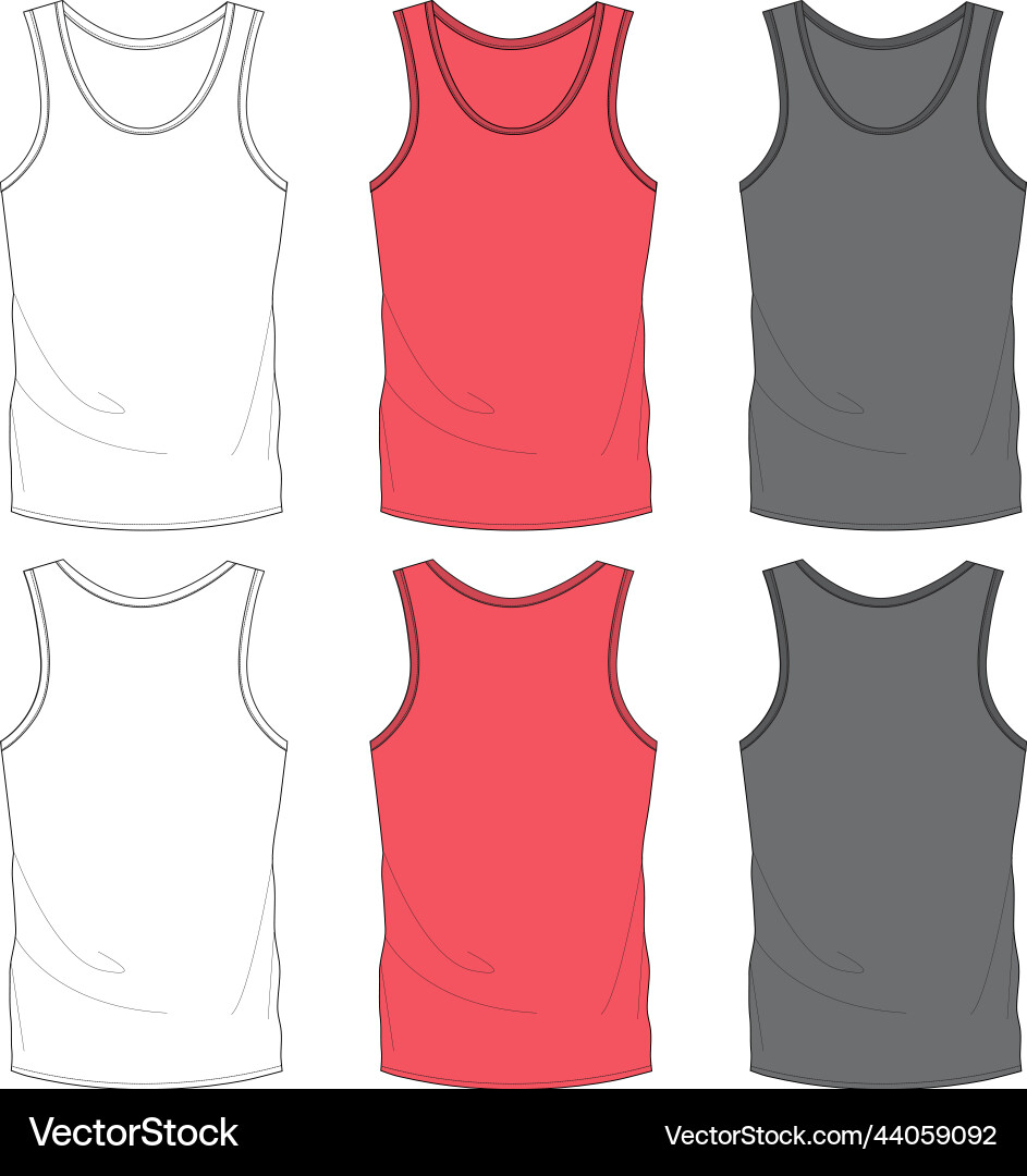 Blank tank top design templates sleeveless Vector Image