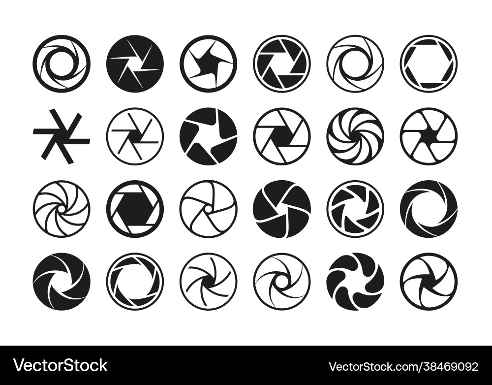 Camera aperture lens diaphragm photography icon Vector Image