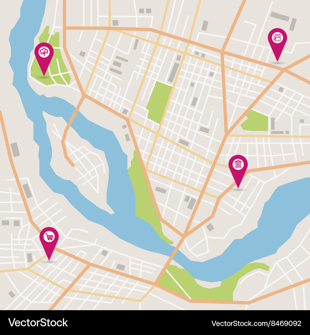 City map Royalty Free Vector Image - VectorStock