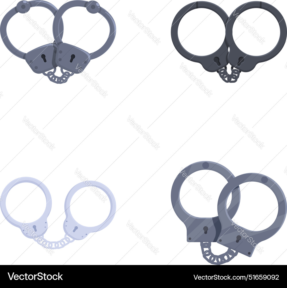 Closed handcuff icons set cartoon various Vector Image