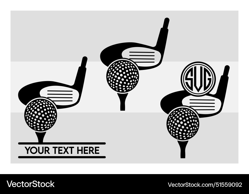 Golf ball stick svg silhouette Royalty Free Vector Image
