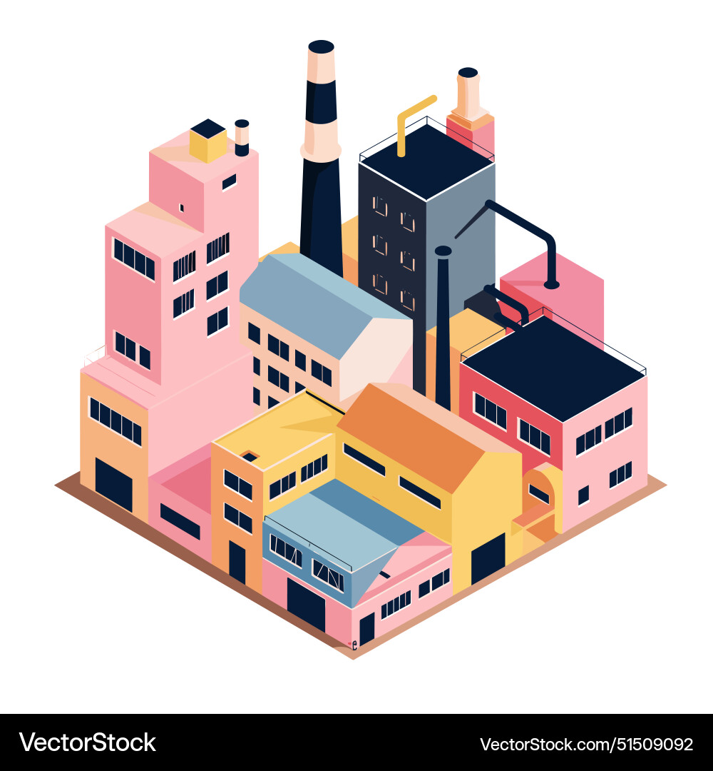 Isometric factory buildings industrial sector Vector Image