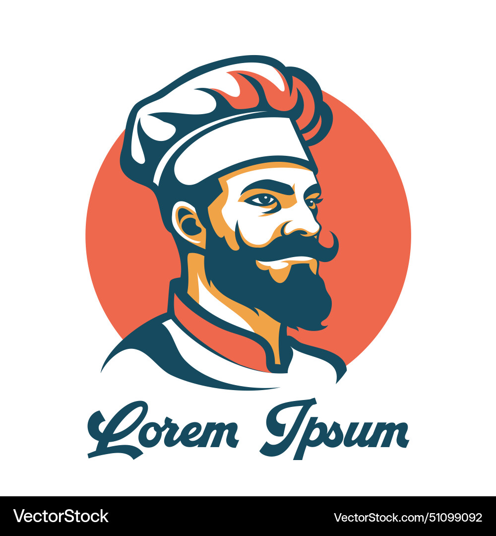 Red blue chef retro style Royalty Free Vector Image