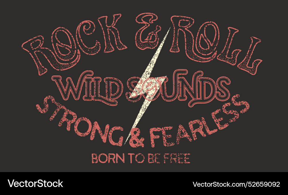 Rock and roll graphic print design for apparel Vector Image