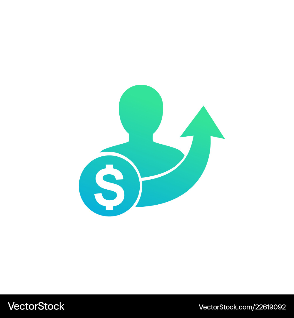 Salary increase icon isolated on white Royalty Free Vector