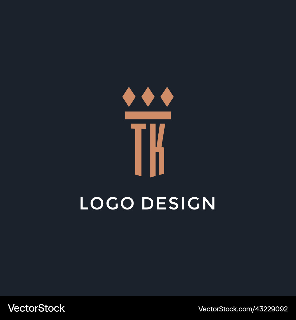 Tk logo initial with pillar icon design luxury Vector Image