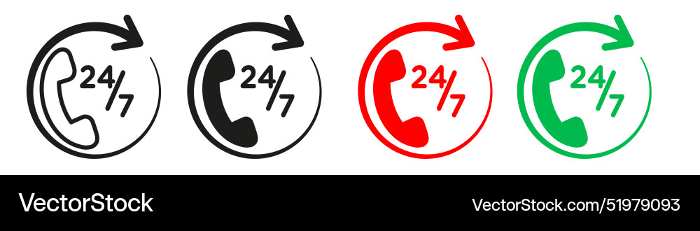 24 7 emergency call services icon mark in filled Vector Image