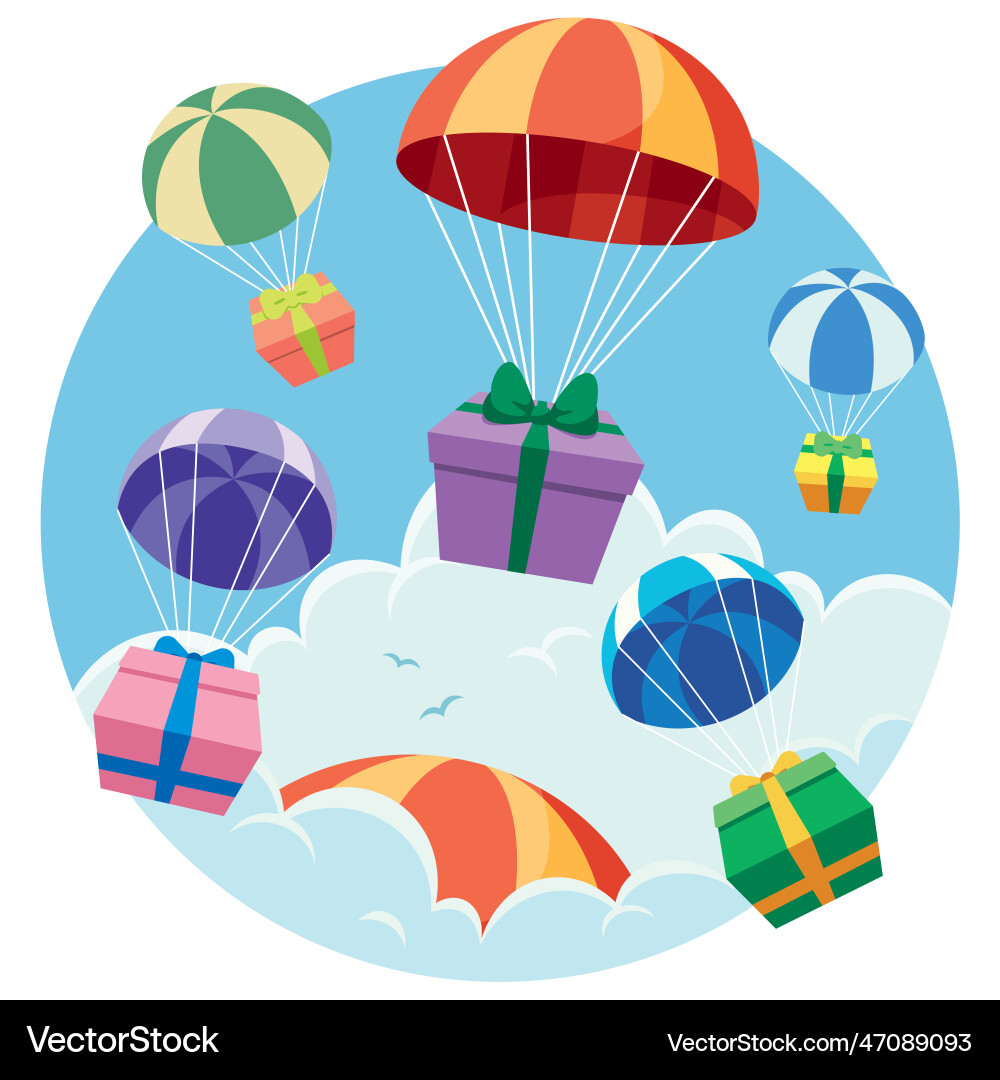 Gift airdrop on white Royalty Free Vector Image