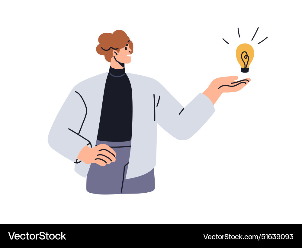 Idea Solution Concept Happy Creative Business Vector Image