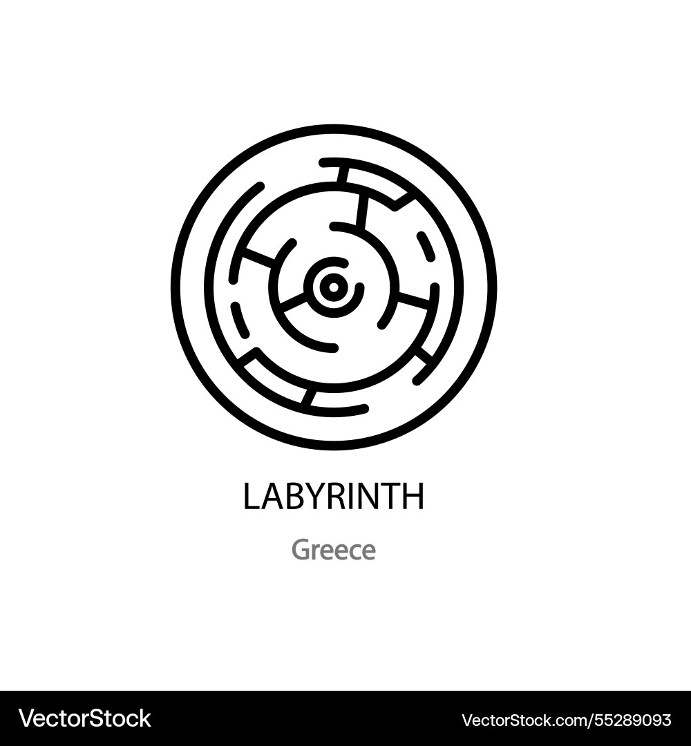 Labyrinth outline icon line black Royalty Free Vector Image