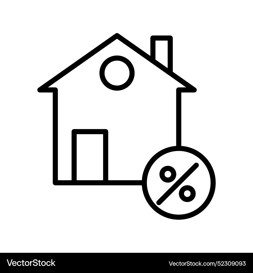 Rate for mortgage icon linear logo mark in black Vector Image