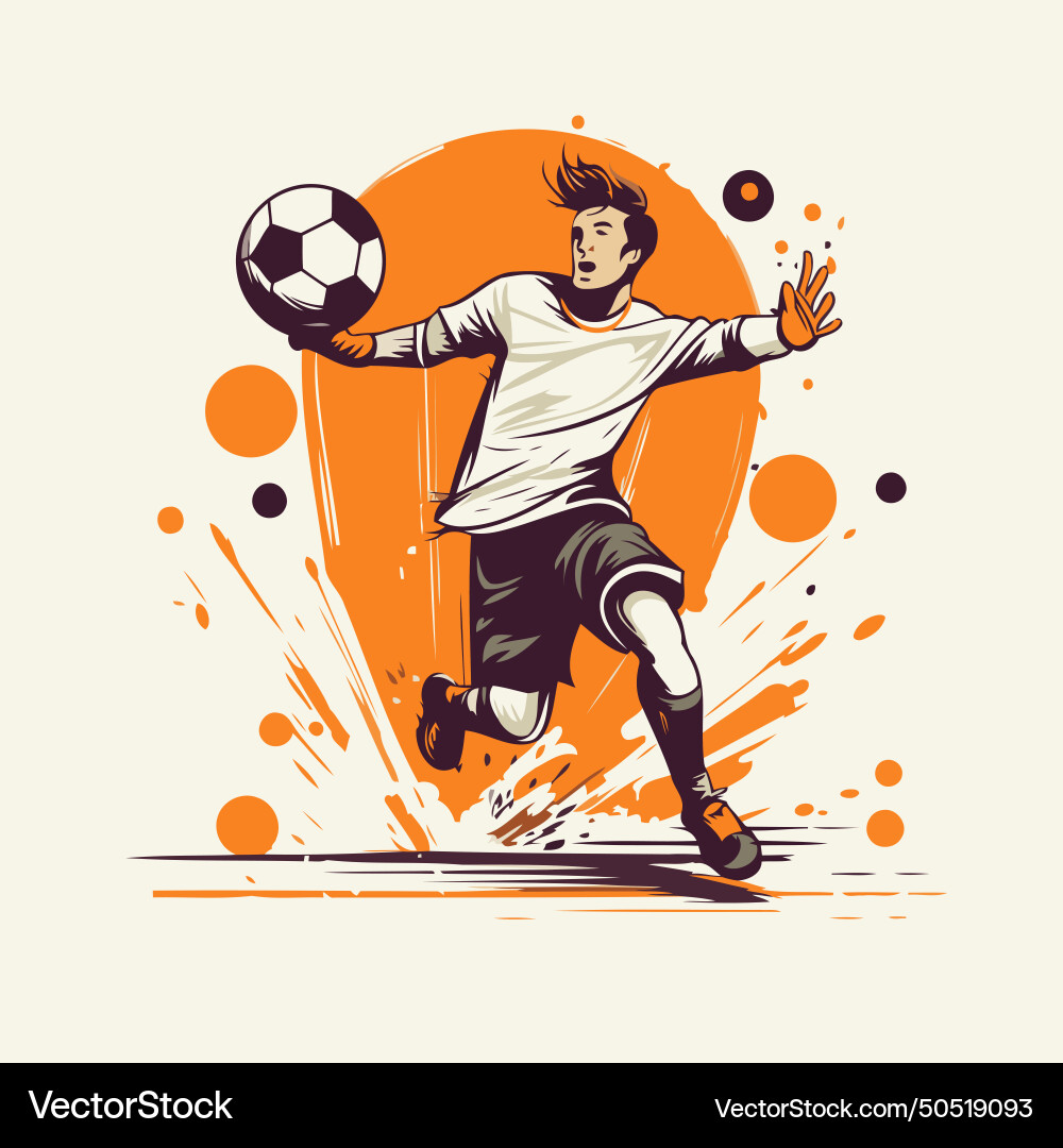 Soccer player kicking the ball Royalty Free Vector Image