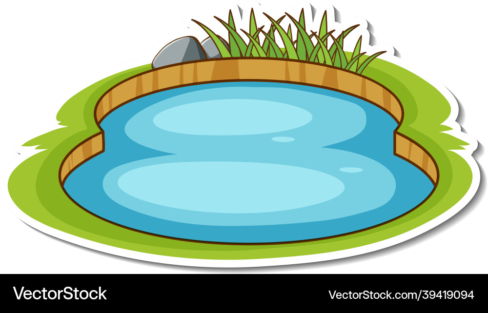 A natural small pond sticker isolated Royalty Free Vector
