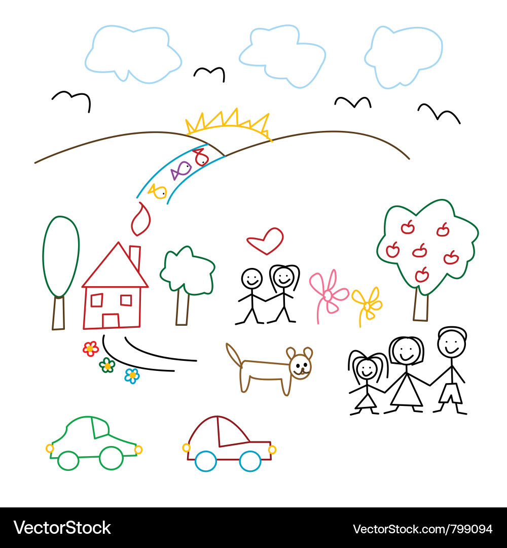 Children drawing seamless pattern Royalty Free Vector Image