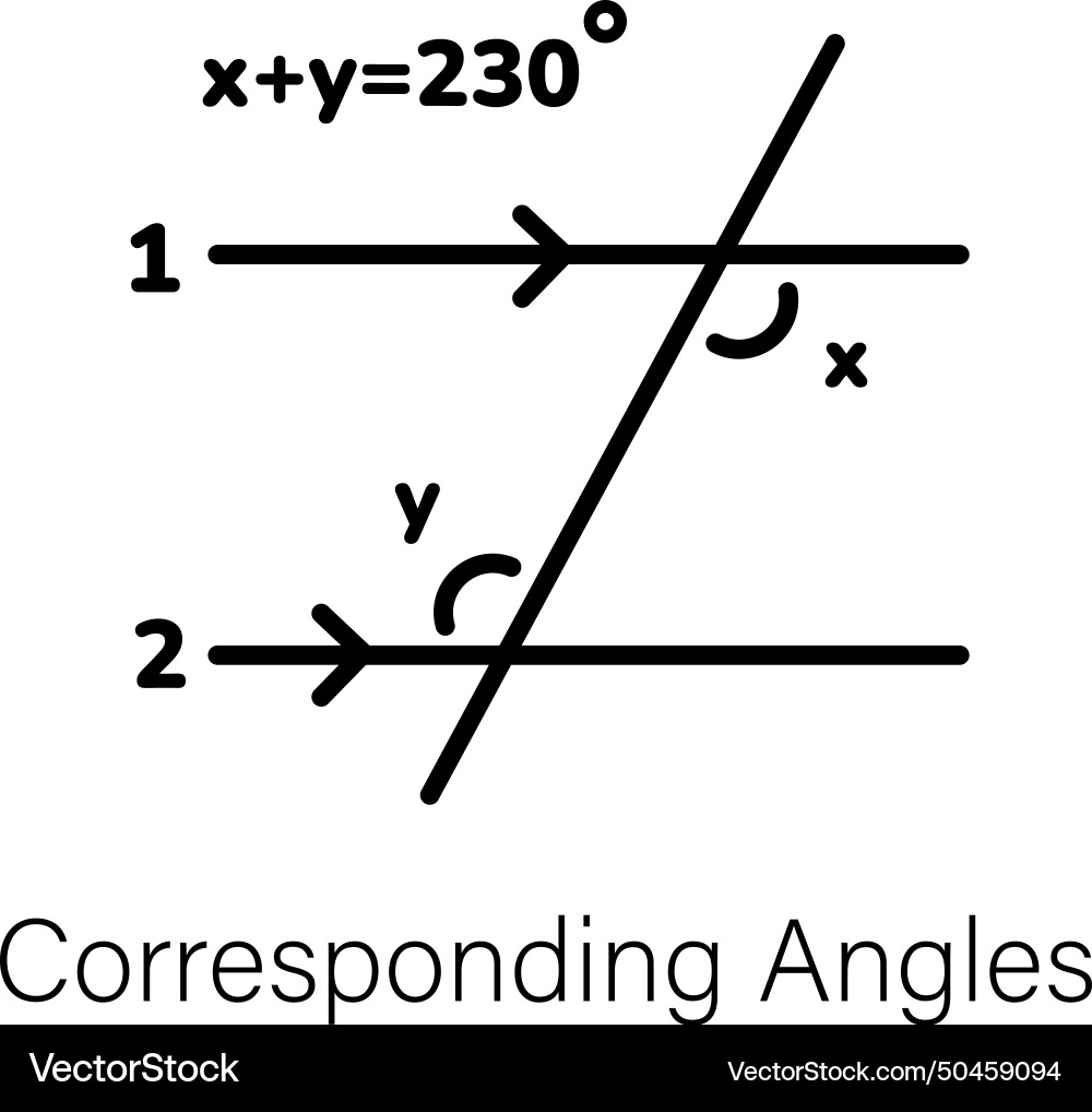 Corresponding angles Royalty Free Vector Image