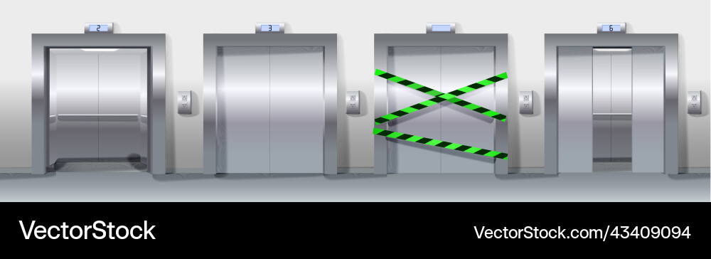 Elevator or lift door realistic set Royalty Free Vector