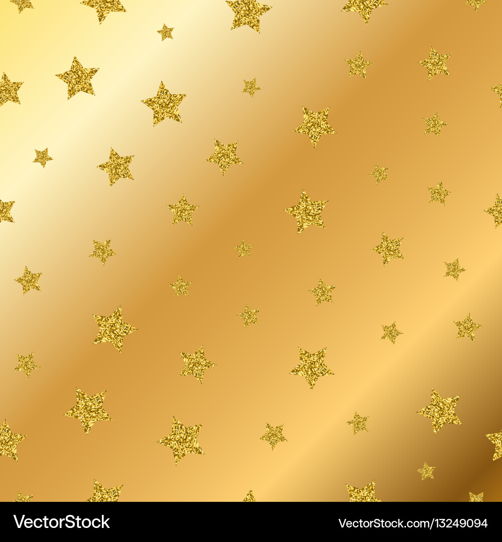 Golden glitter stars seamless pattern Royalty Free Vector